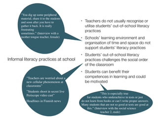 Formal and informal literacy practices in a Finnish secondary school (a ...