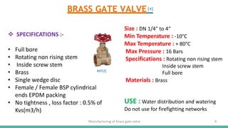 brass gate valve:- manufacturing processes... | PPTX