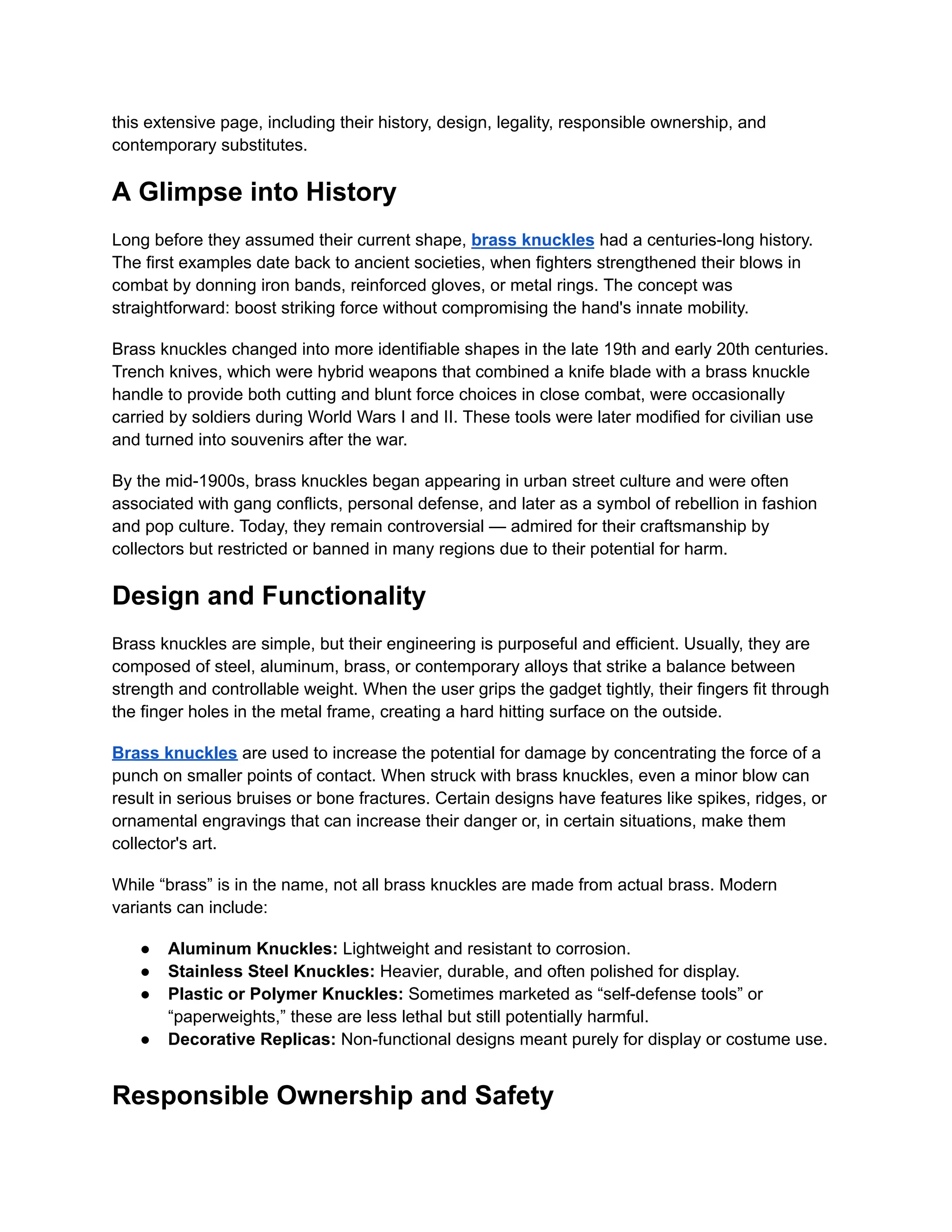 Brass Knuckles: The Power, the History, and the Responsibility Behind ...