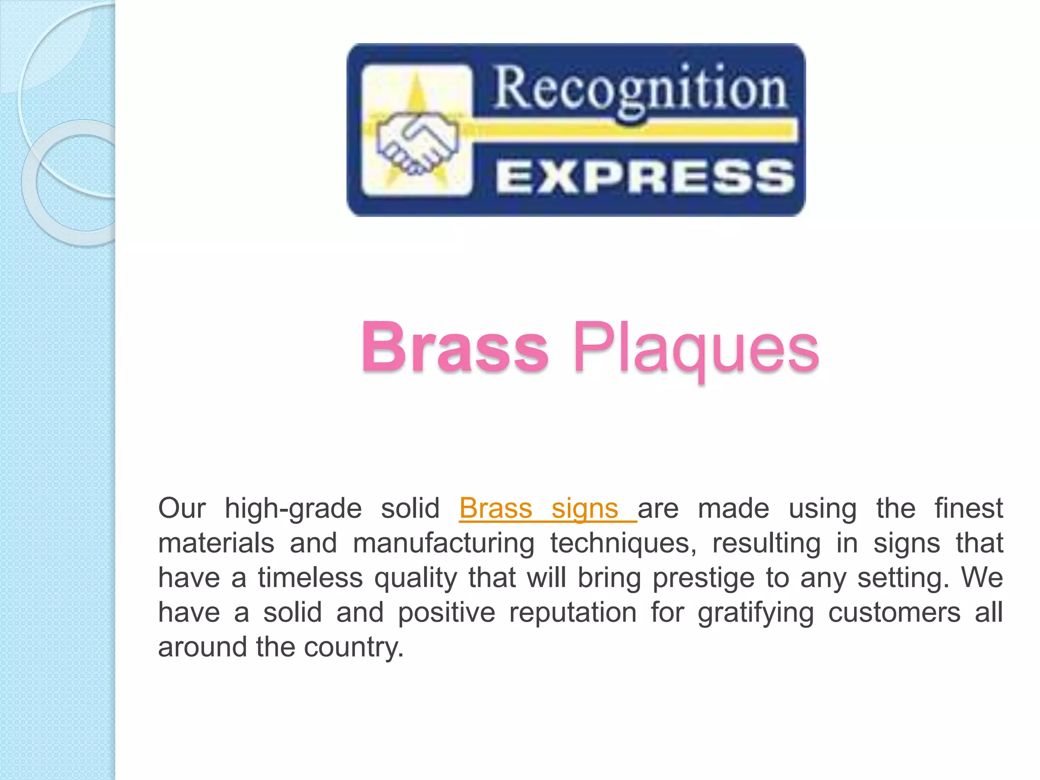 Brass Plaques | PPT