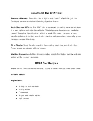 What Is The BRAT Diet? | PDF | Digestive Disorders | Diseases and ...