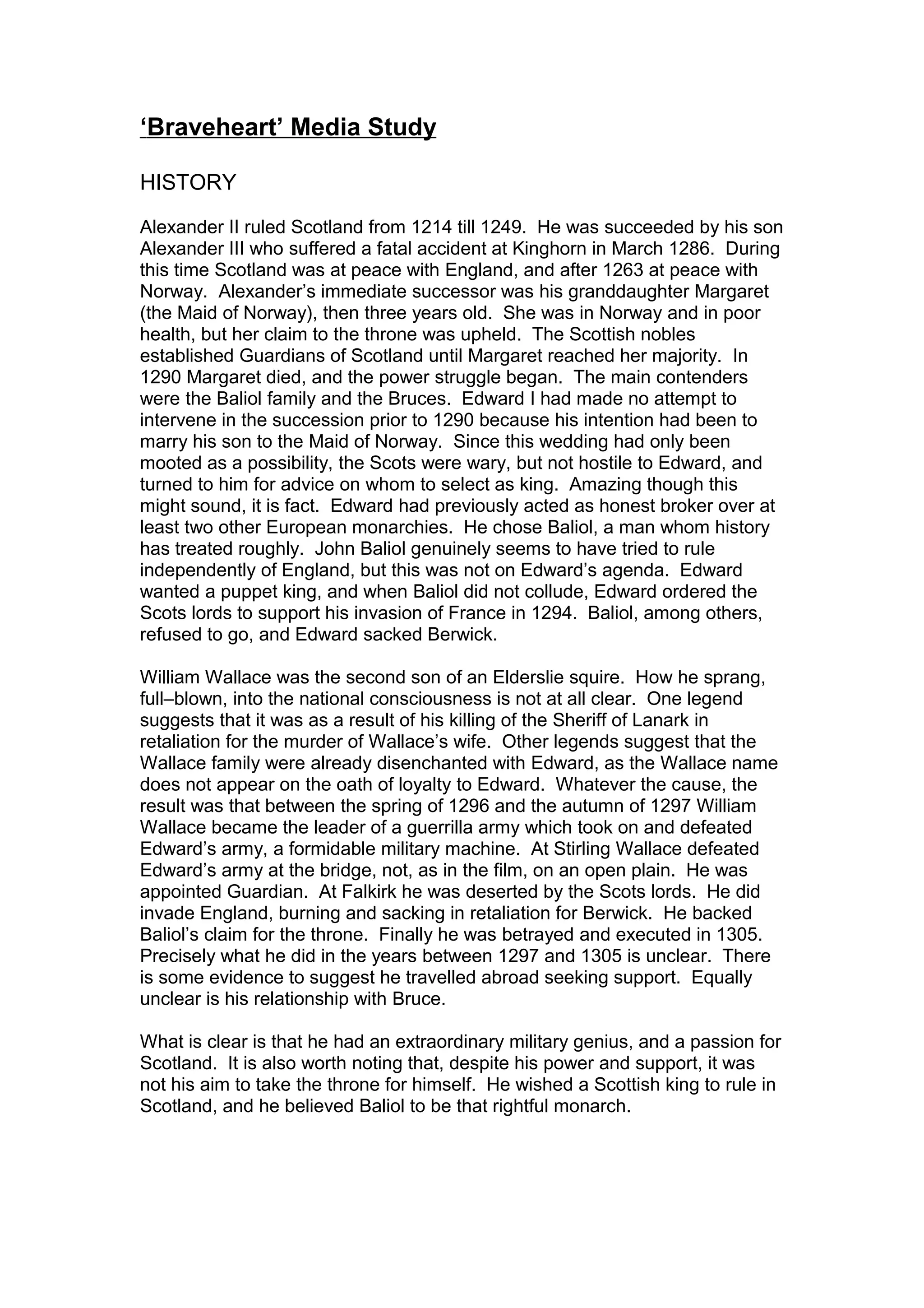 Braveheart history | DOC