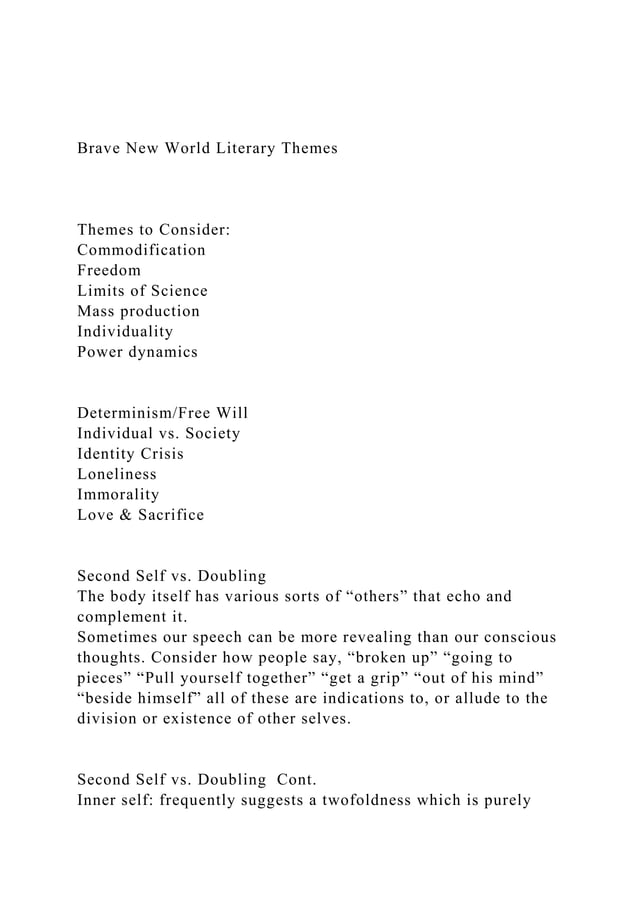 Brave New World Literary Themes Themes to ConsiderC.docx