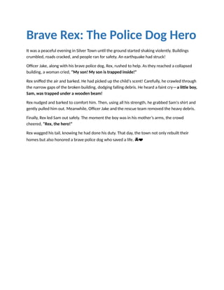 The story telling time "Brave Rex (the dog)" | DOCX