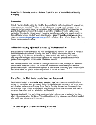 Brave Warrior Security Services: Reliable Protection from a Trusted ...