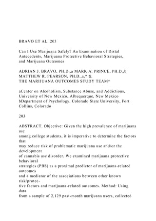 BRAVO ET AL. 203Can I Use Marijuana Safely An Examination.docx