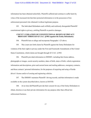 Brayshaw v. City Of Tallahassee, Illegal David Record Searches Federal ...