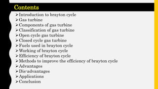 Brayton cycle for gas turbine | PPTX