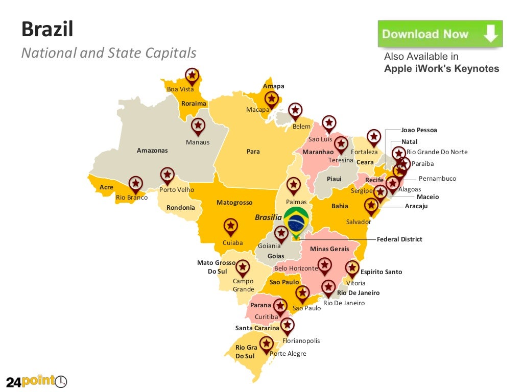 Brazil: Editable PowerPoint Map