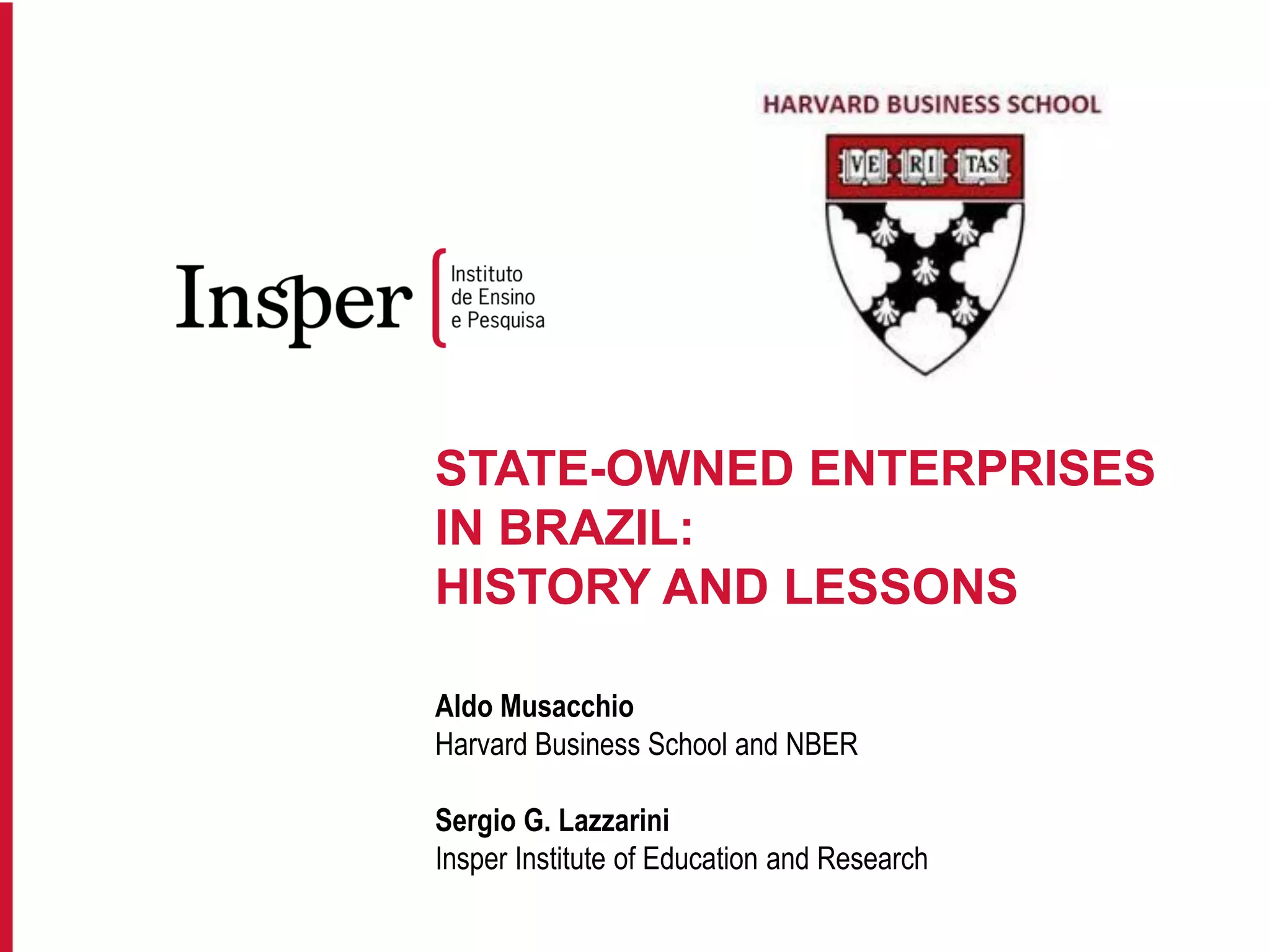 State-owned enterprises in Brazil - Aldo Musacchio and Sergio G ...