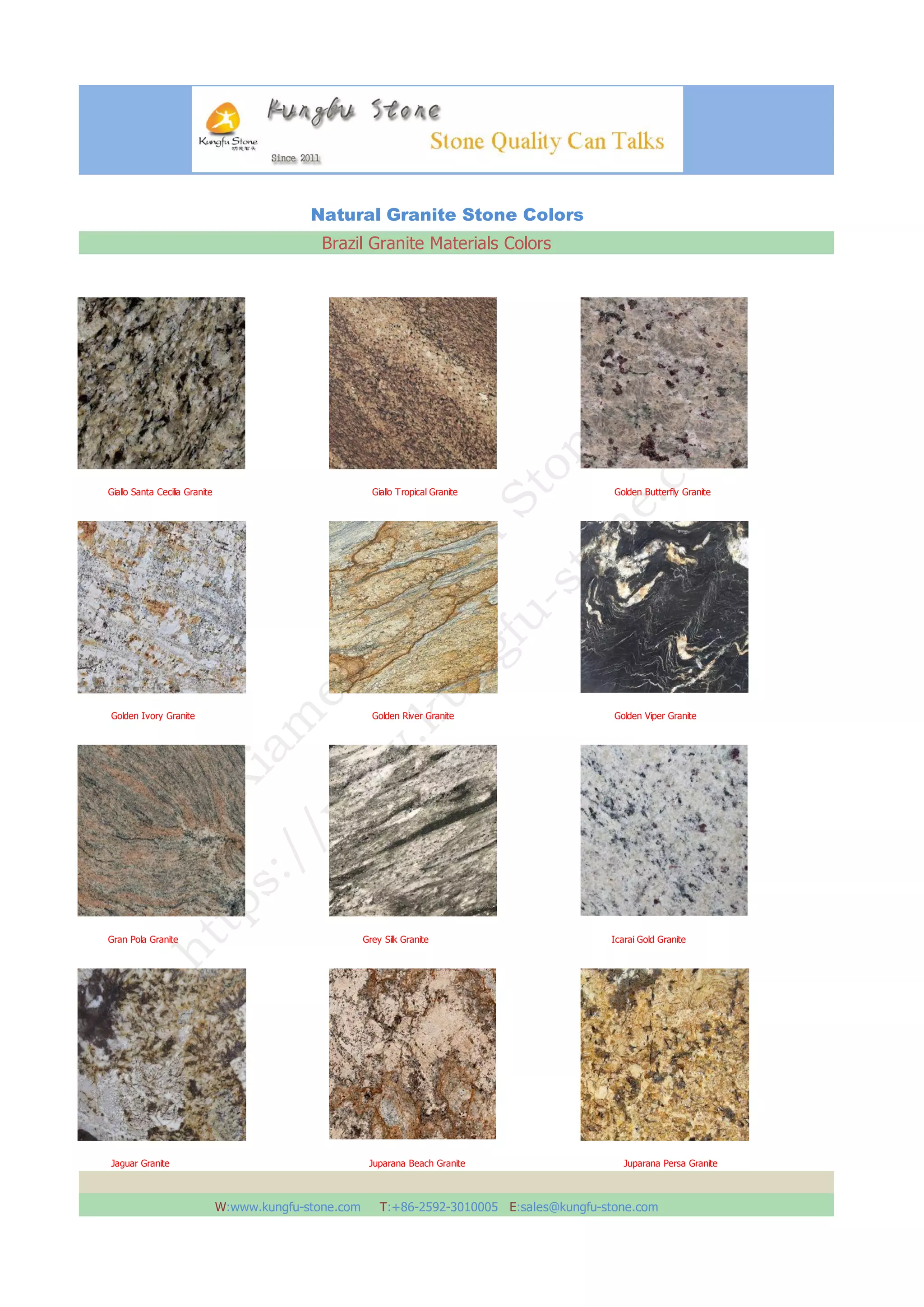 Brazil granite stone colors catalog from KUNGFU STONE | PDF