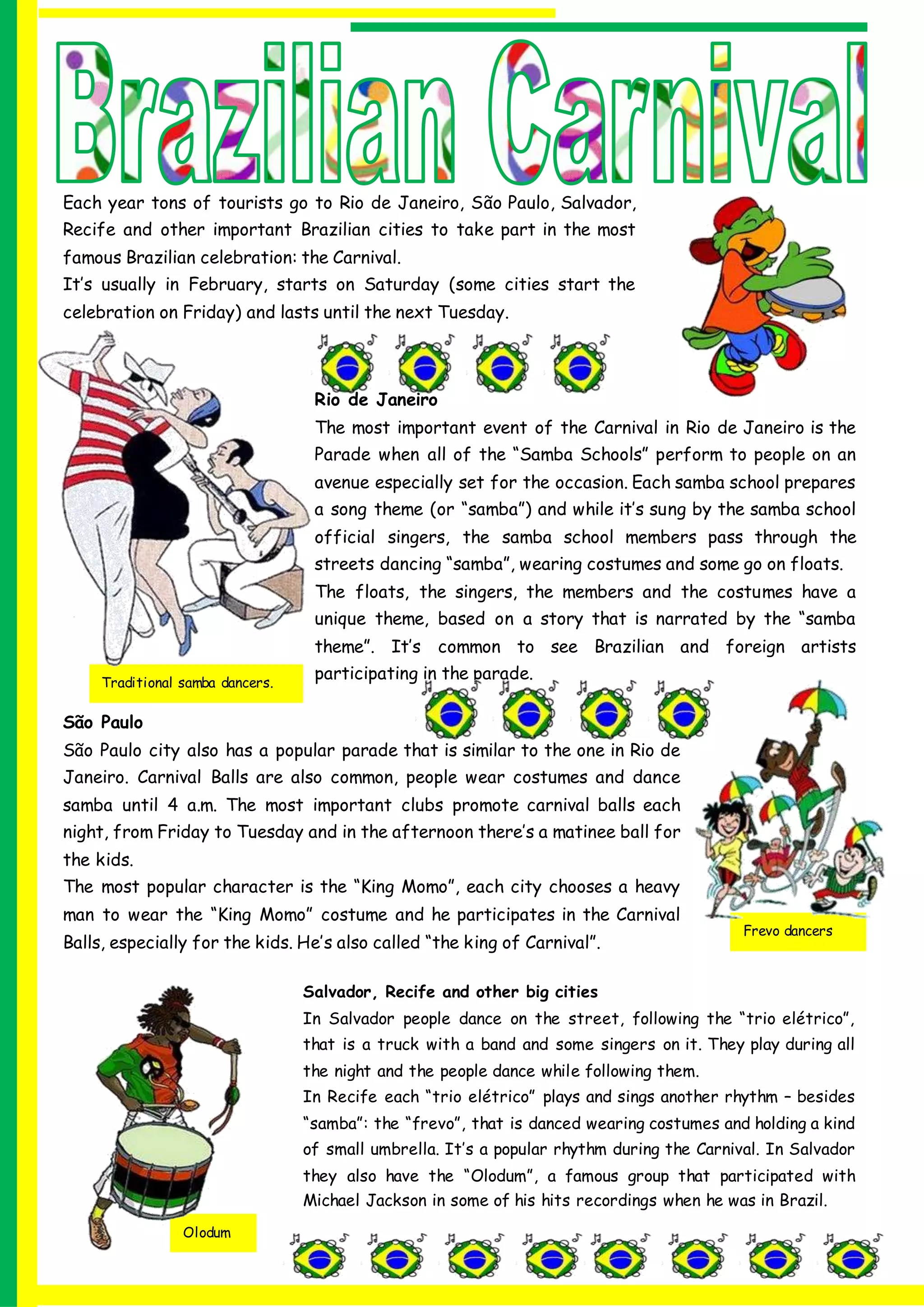 Brazilian carnival-text-pictures-comprehension-lin-fun-activities-games ...