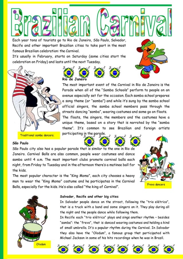 Brazilian carnival-text-pictures-comprehension-lin-fun-activities-games ...