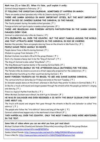 Brazilian carnival-text-pictures-comprehension-lin-fun-activities-games ...