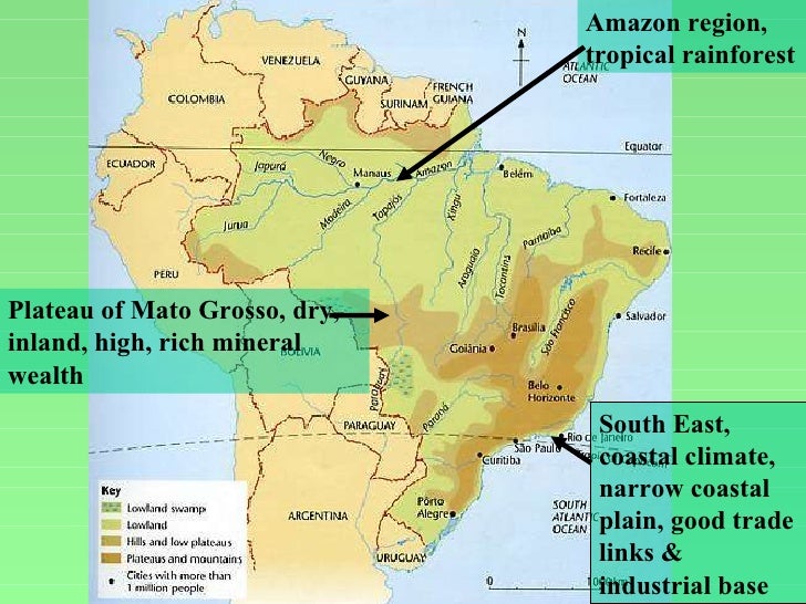 America Mato Grosso Plateau Map