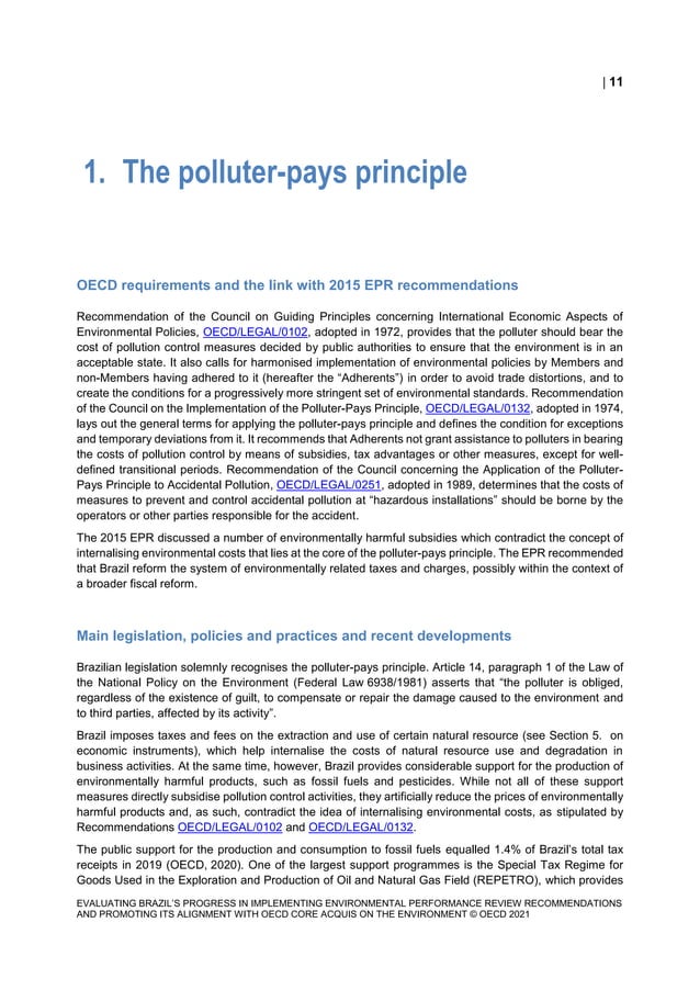 2021 - Brazil's progress in implementing environmental performance ...