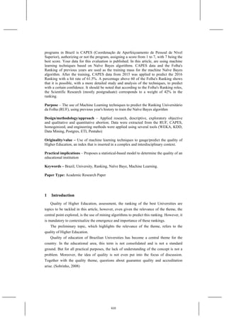 Brazil's university ranking a prediction study with machine learning 234 ifkad2018 | PDF