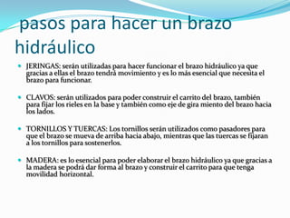 Brazo hidráulico (trabajo leidy arias) | PPTX