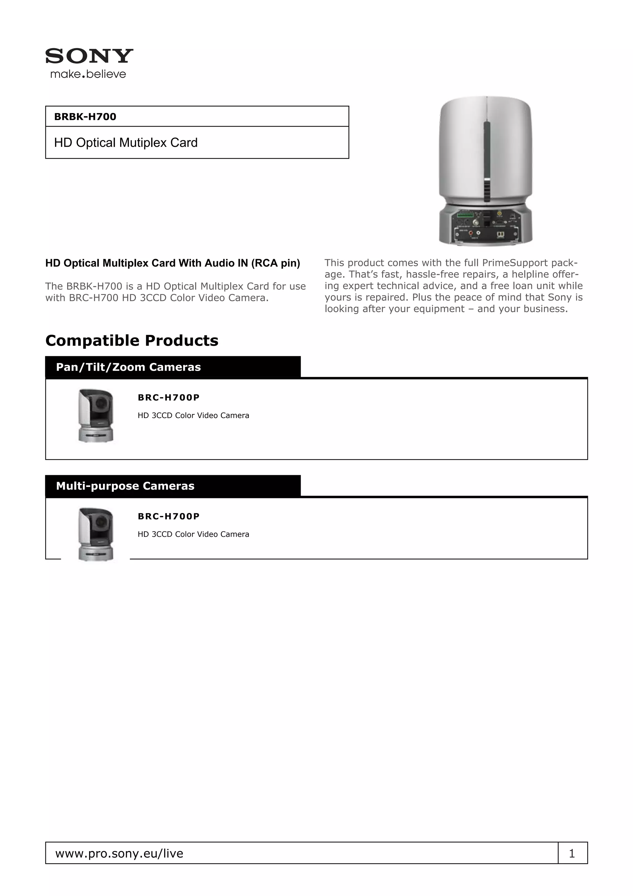 Sony BRBK-H700 | PDF