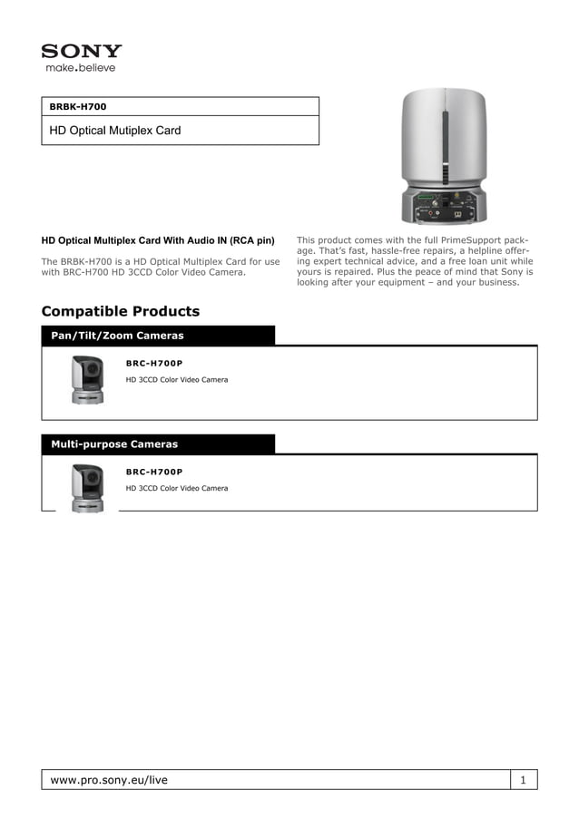 Sony BRBK-H700 | PDF