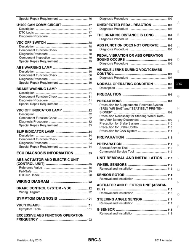 2011 Armada BRAKE CONTROL SYSTEM SERVICE MANUAL | PDF