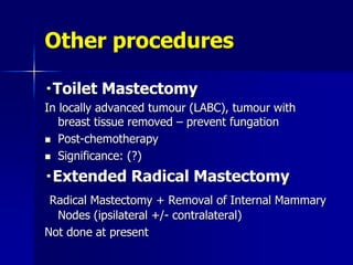 Br ca lines of surg treatment the lect | PPT