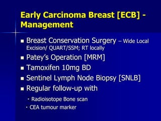 Br ca lines of surg treatment the lect | PPT
