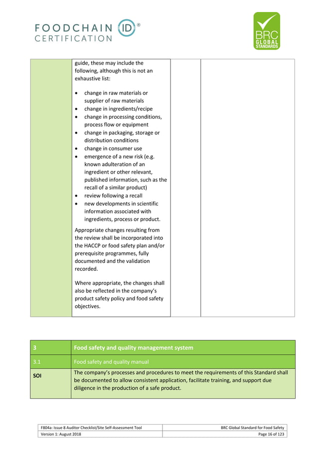 Brc auditor check list | PDF
