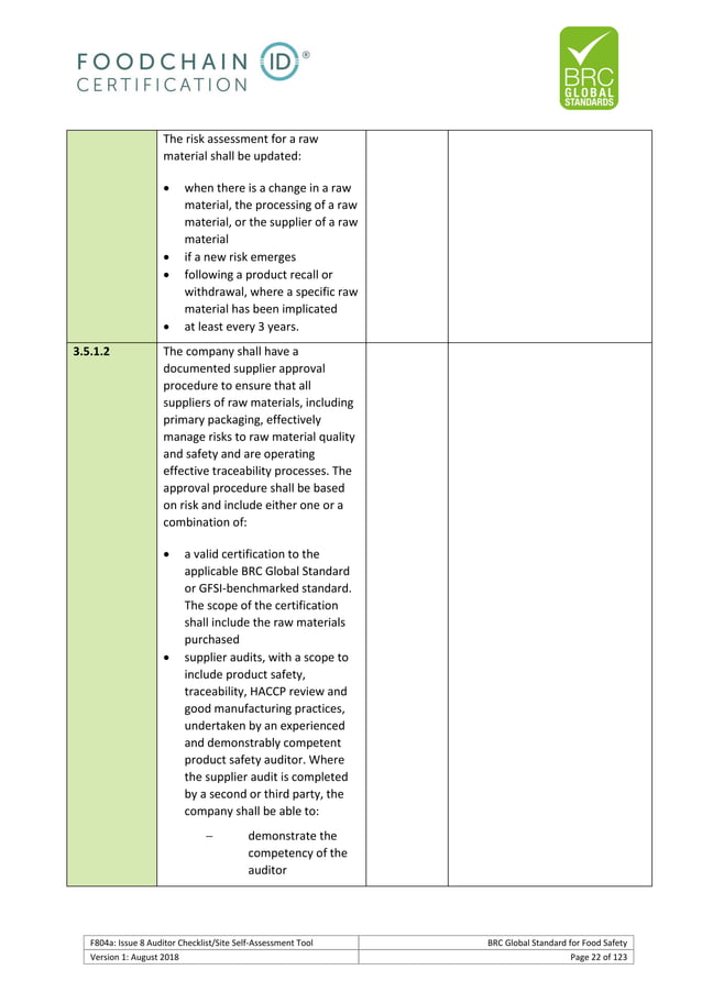 Brc auditor check list | PDF