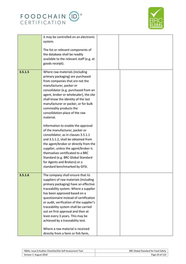 Brc auditor check list | PDF