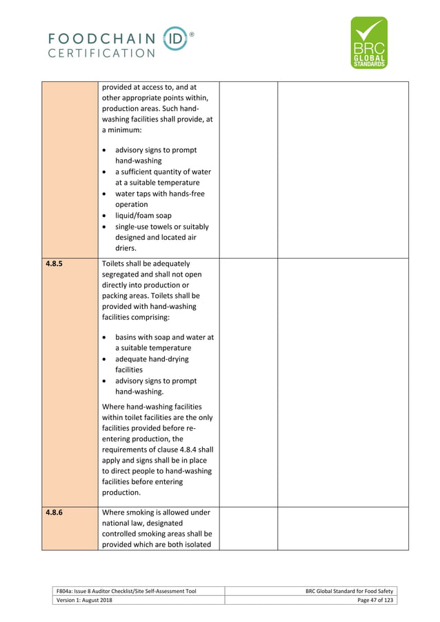 Brc auditor check list | PDF