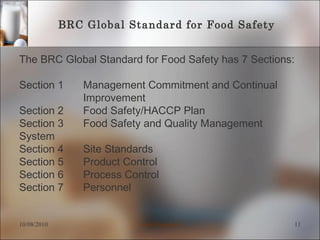 BRC global standard for food safety short training guide | PPT