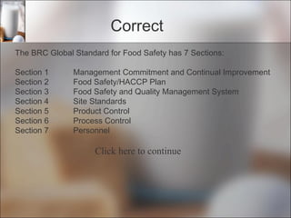 BRC global standard for food safety short training guide | PPT