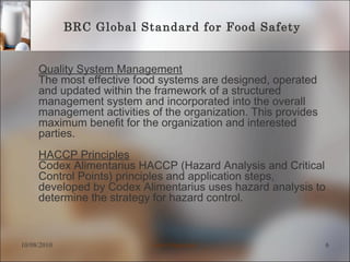 BRC global standard for food safety short training guide | PPT