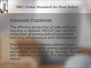 BRC global standard for food safety short training guide | PPT