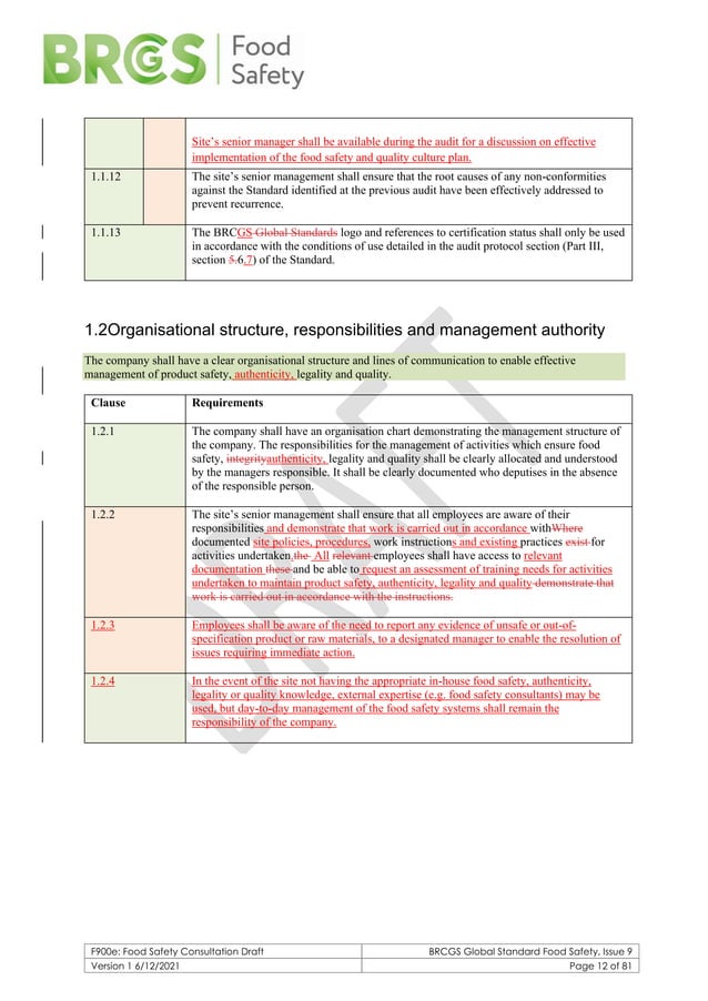 BRCGS for Food Safety - issue 9 (Draft).pdf | Business Accounting ...