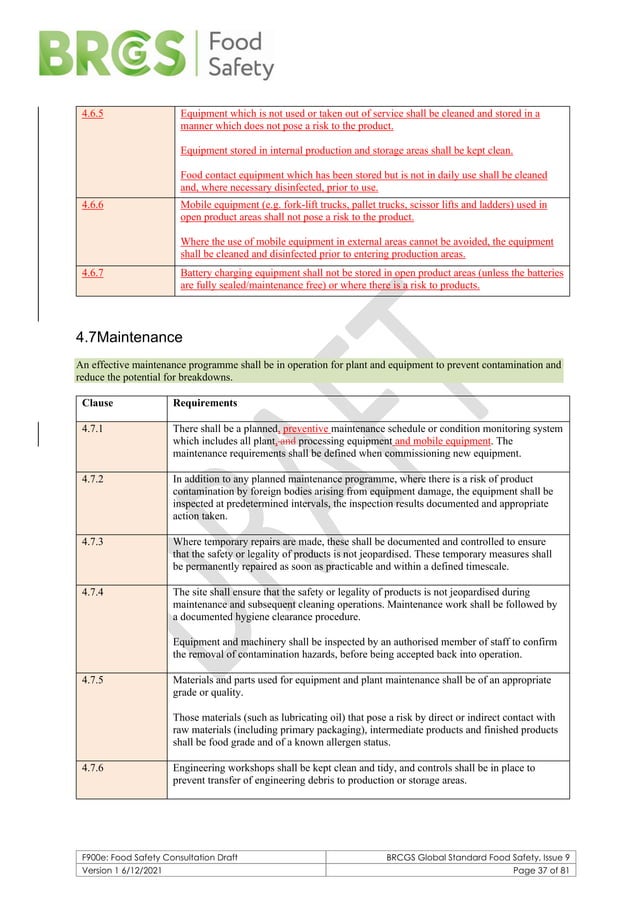 BRCGS for Food Safety - issue 9 (Draft).pdf | Business Accounting ...