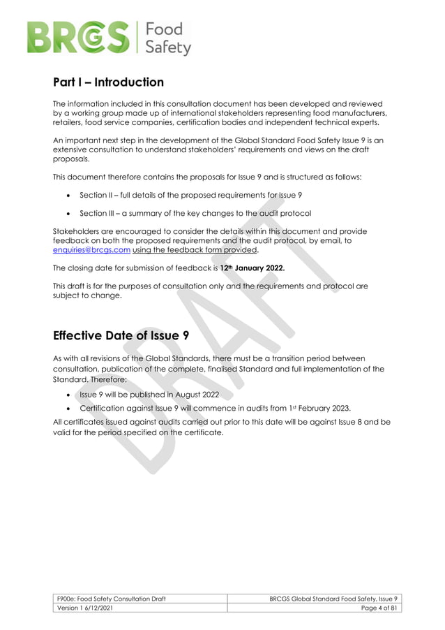 BRCGS for Food Safety - issue 9 (Draft).pdf | Business Accounting ...