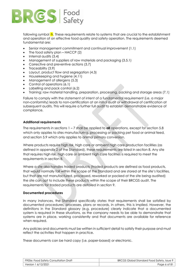 BRCGS for Food Safety - issue 9 (Draft).pdf | Business Accounting ...