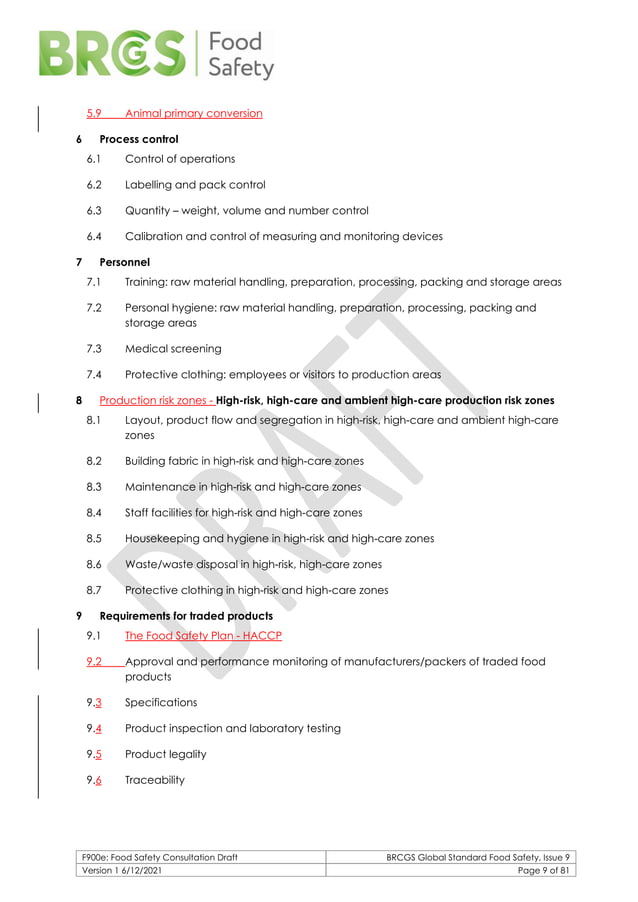 BRCGS for Food Safety - issue 9 (Draft).pdf | Business Accounting ...