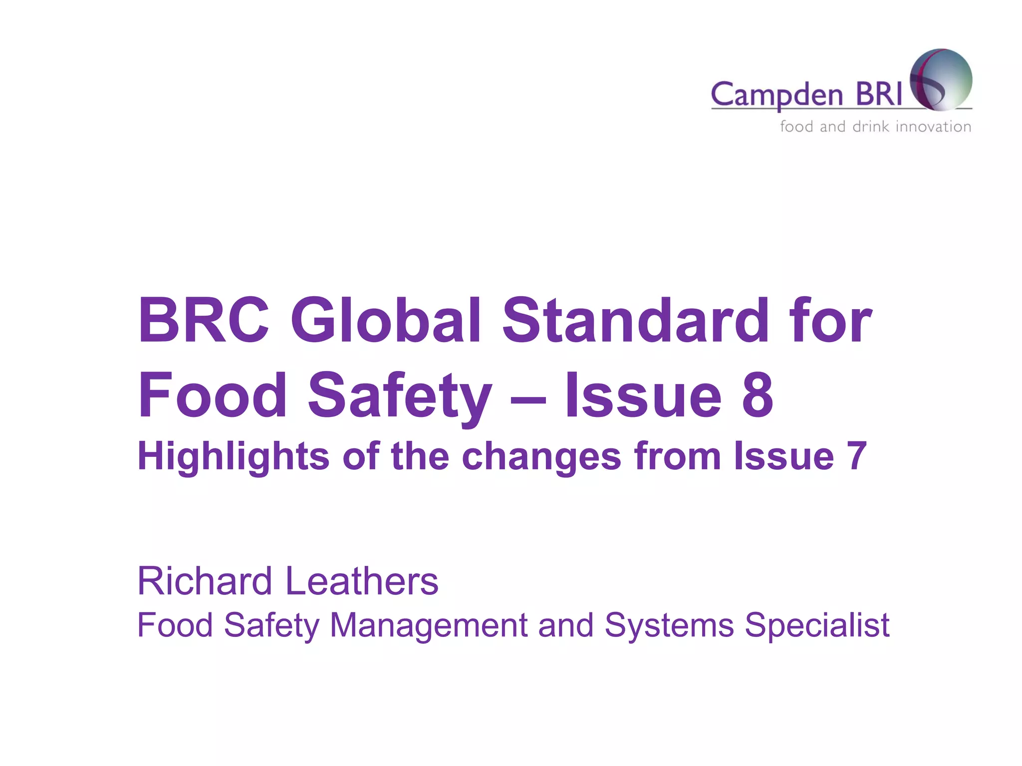 What's New in BRC Food Safety Issue 8 | PDF