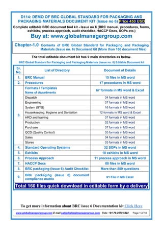 Demo of Readymade BRC IoP issue 6 Document kit by Global Manager Group | PDF