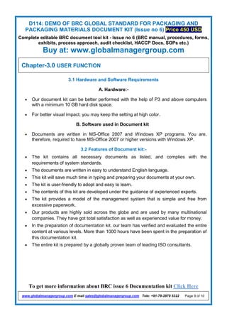 Demo of Readymade BRC IoP issue 6 Document kit by Global Manager Group | PDF