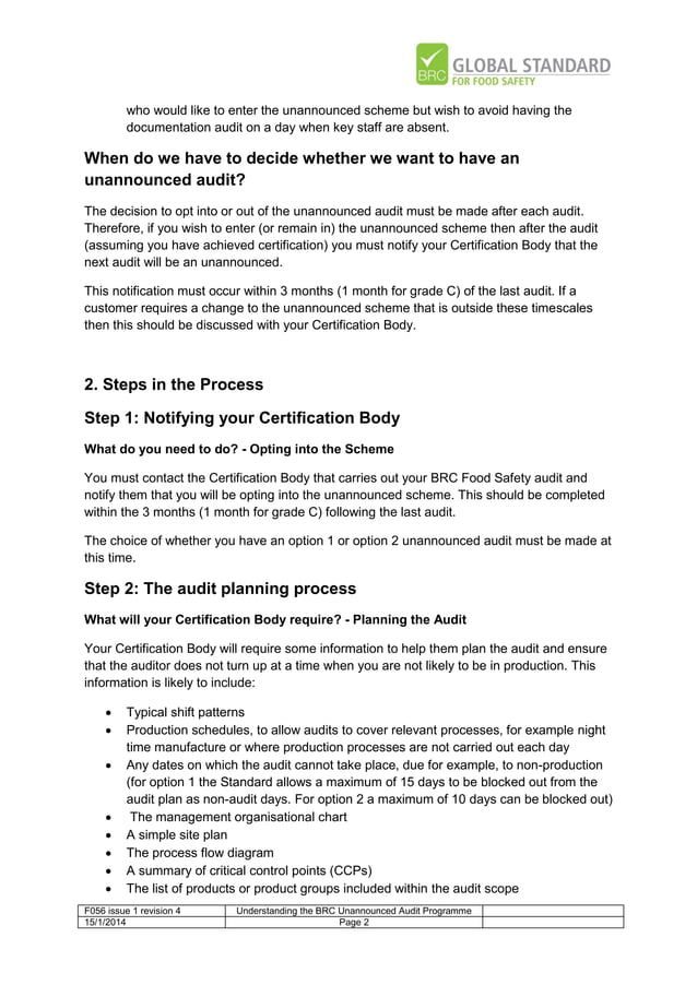 Brc unannounced audits bb | PDF | Free Download