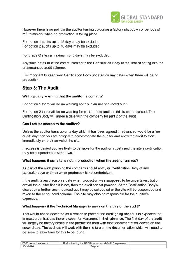 Brc unannounced audits bb | PDF | Free Download