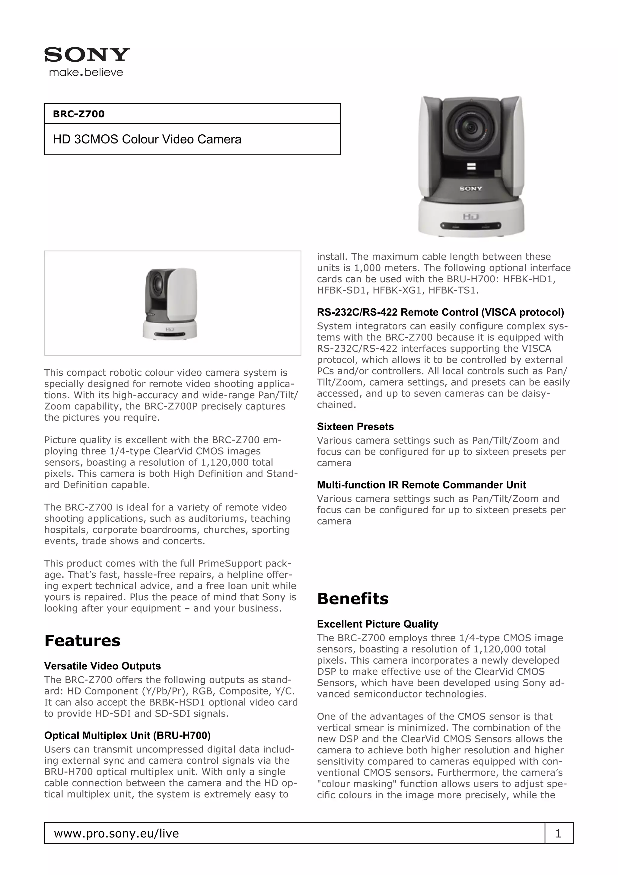 Sony BRC-Z700 | PDF