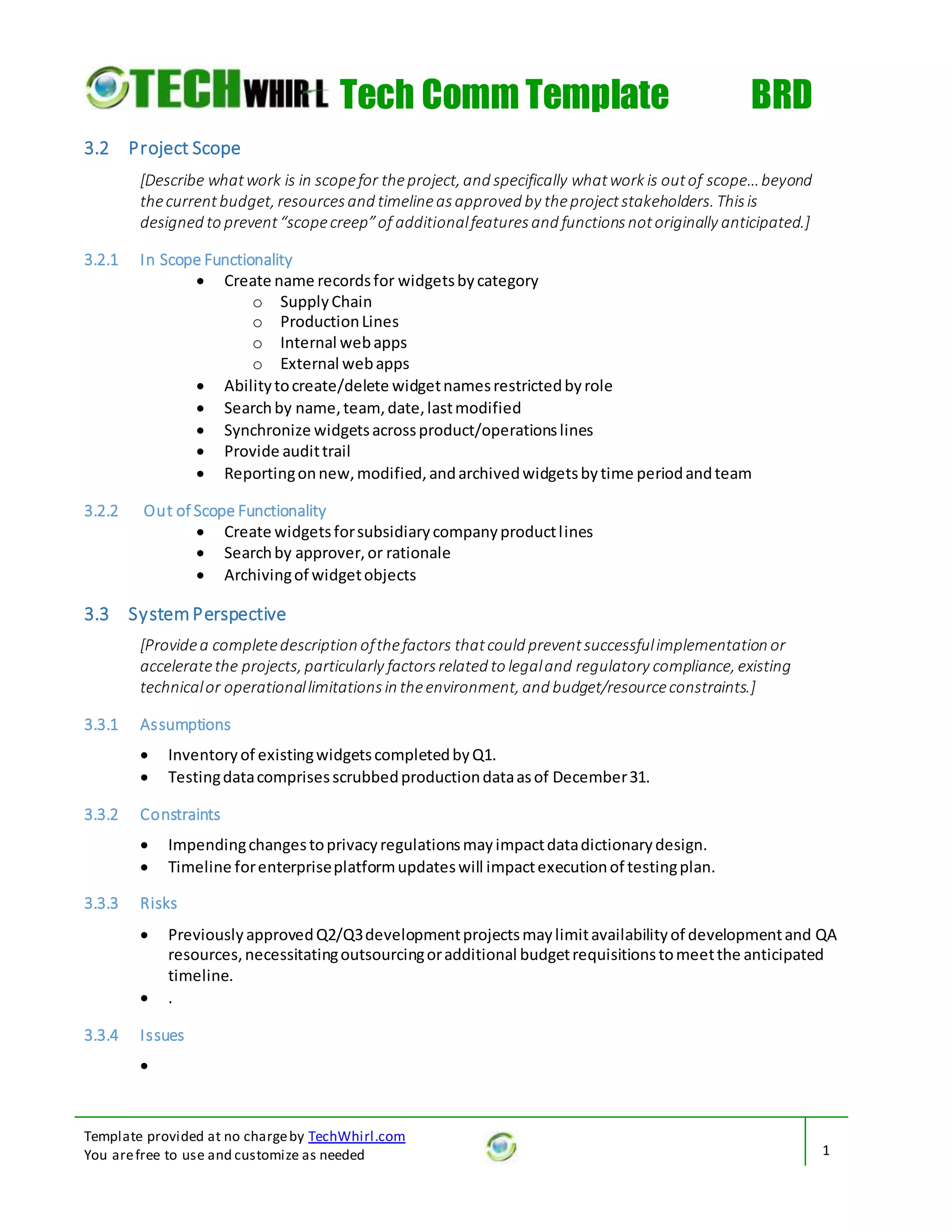 Brd template | DOCX
