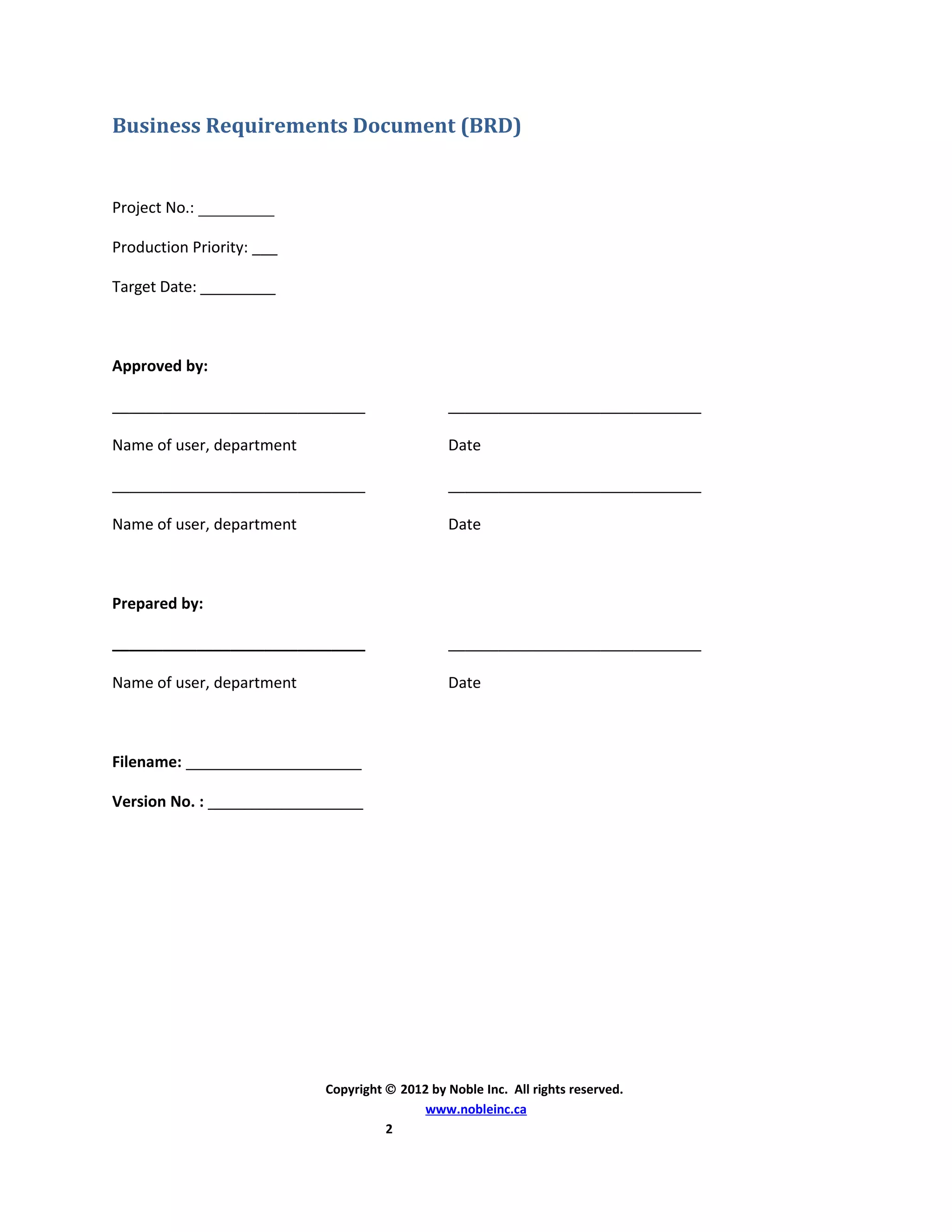 Brd template uml-noble_inc | DOC