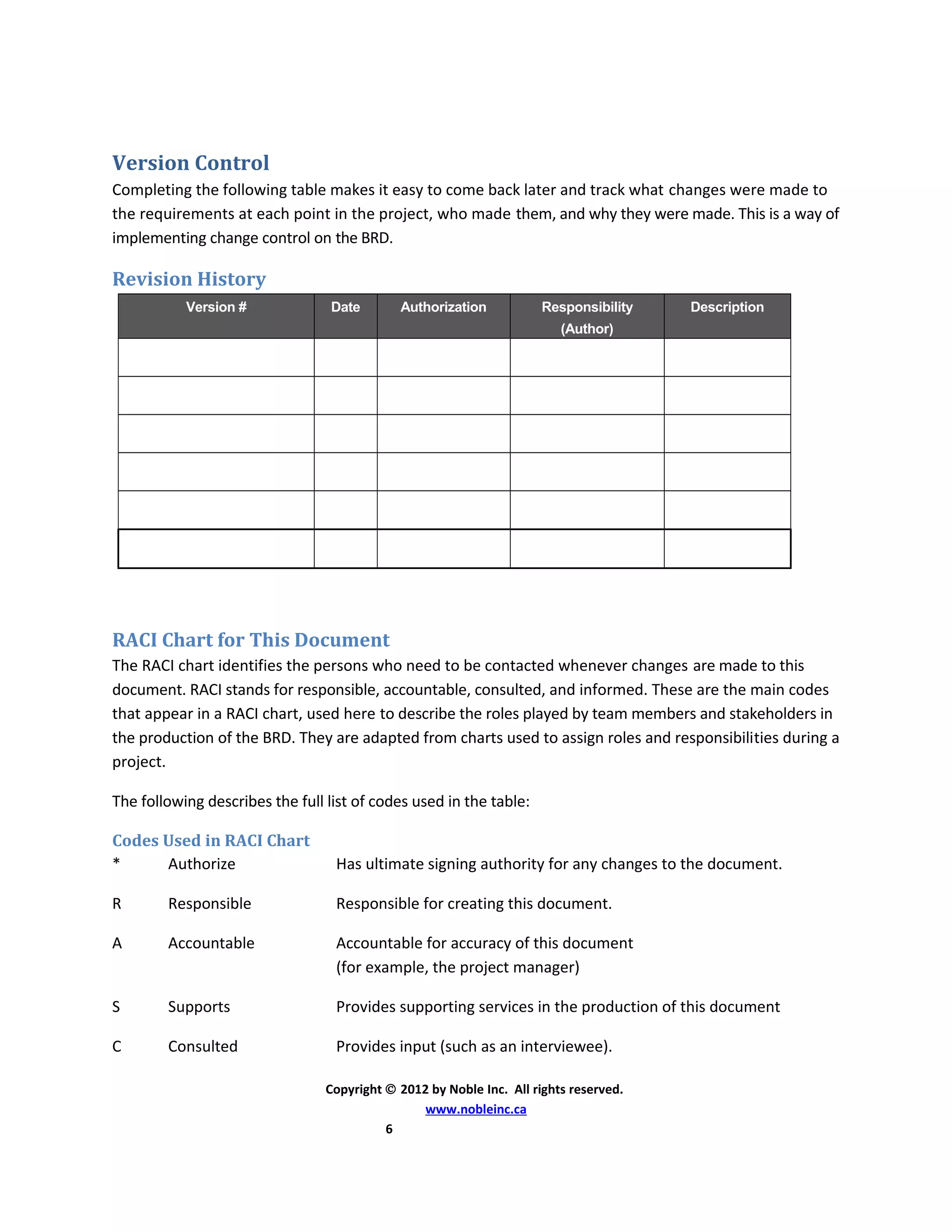 Brd template uml-noble_inc | DOC