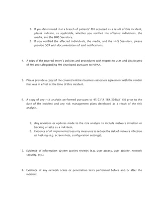 DHHS OCR breach letter -- issues and concerns | PDF